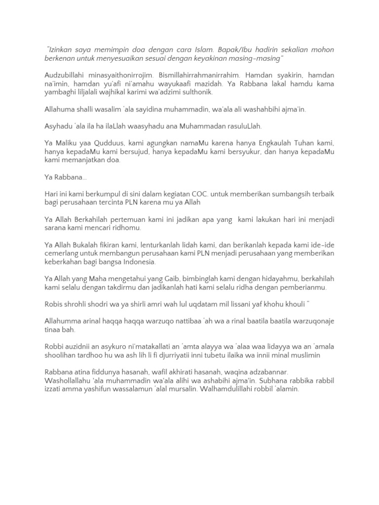 20210412, Doa Acara COC2 | PDF