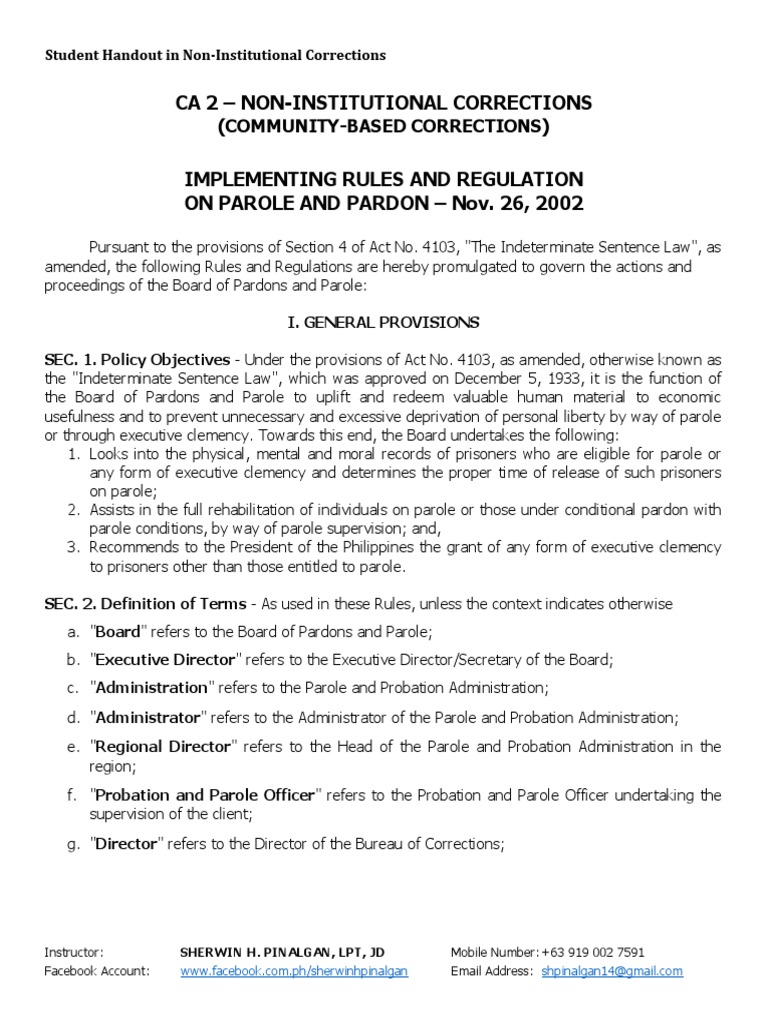 Ca 2 - Non-Institutional Corrections | PDF | Pardon | Parole