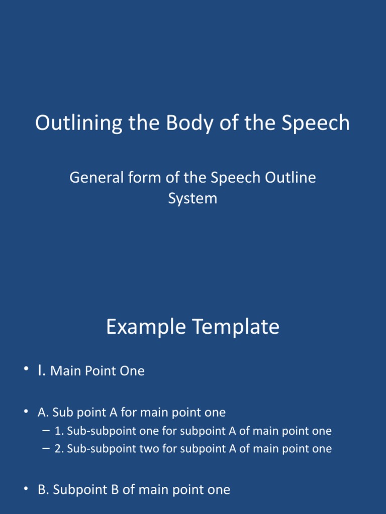 Speech Outline Template for Main Points and Subpoints | PDF