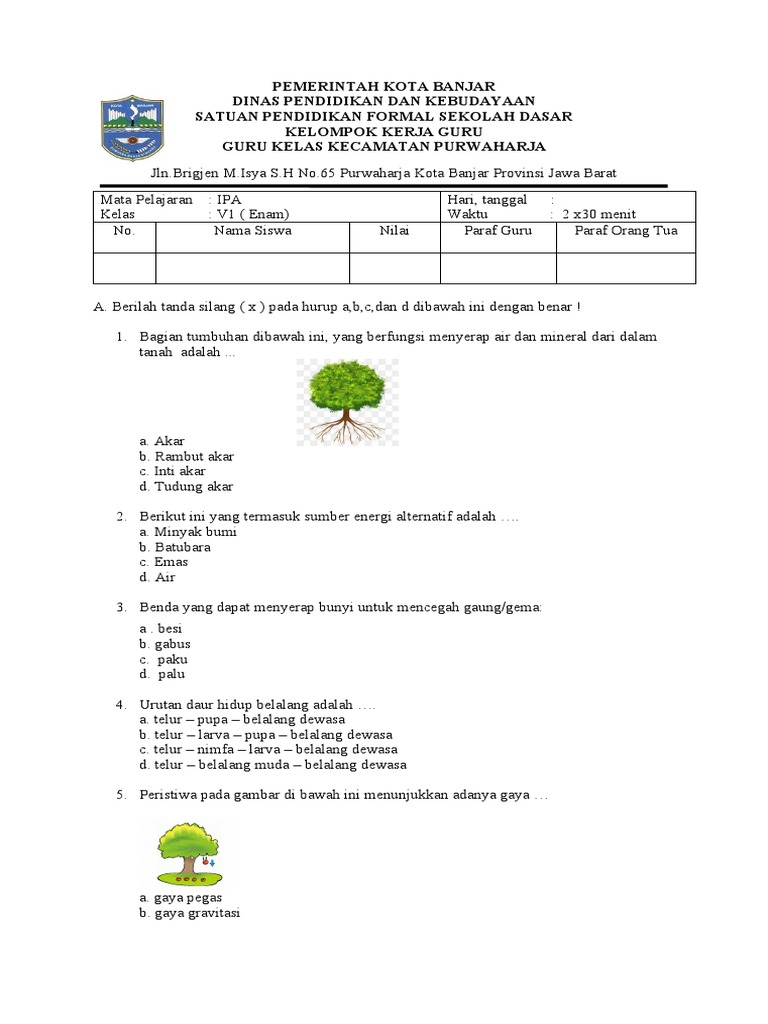 Soal Ujian Kls 6 Pdf