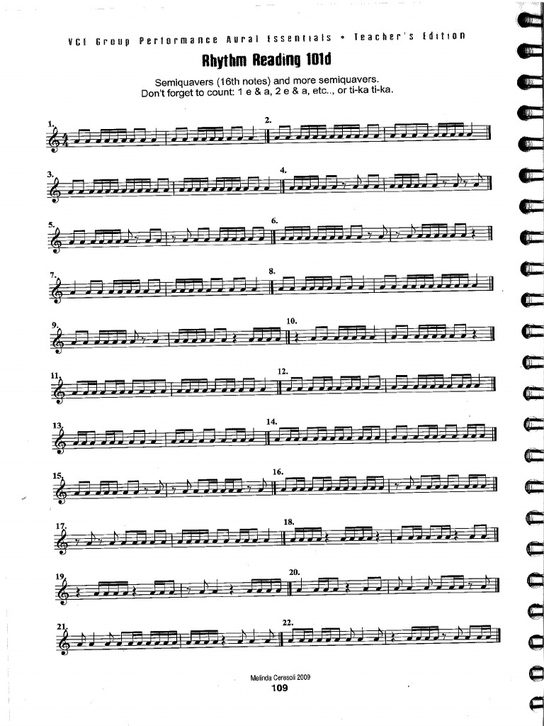 Rhythm Reading Quavers and Semiquavers | PDF