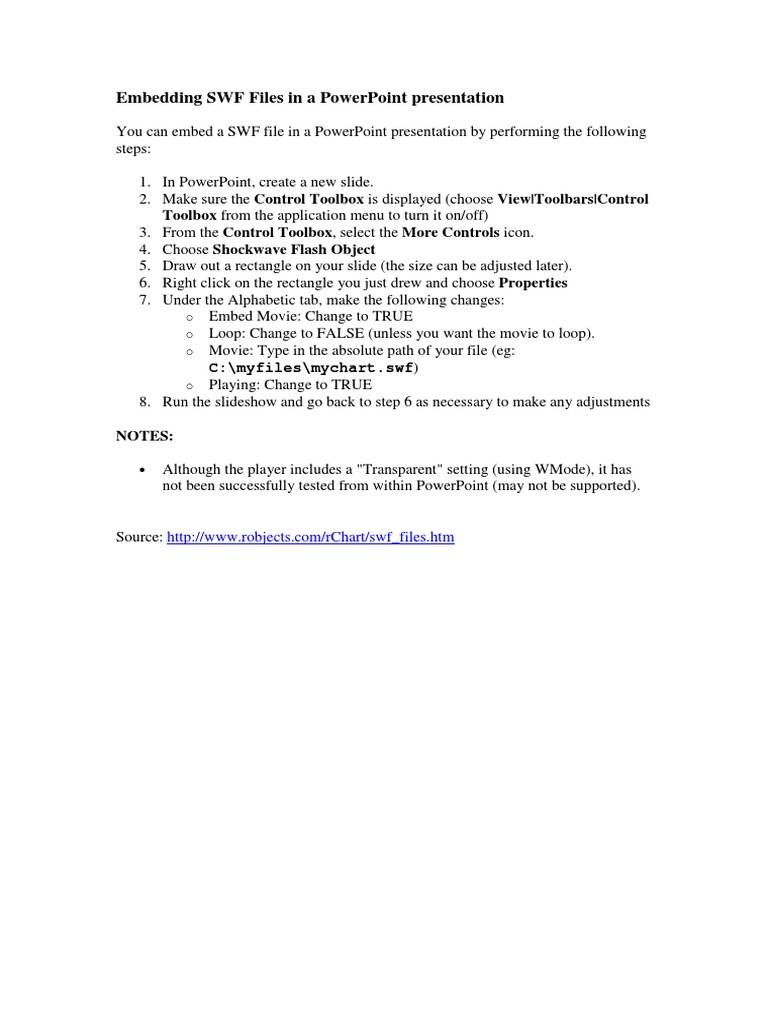 Embed SWF in PowerPoint Guide | PDF