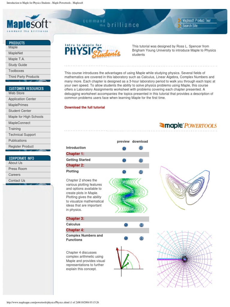 Introduction To Maple For Physics Students - Maple Powertools ...