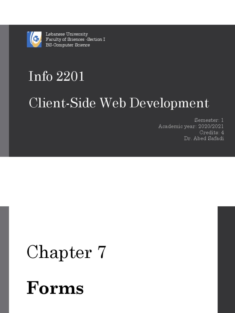 Info 2201 Client-Side Web Development: Lebanese University Faculty of ...