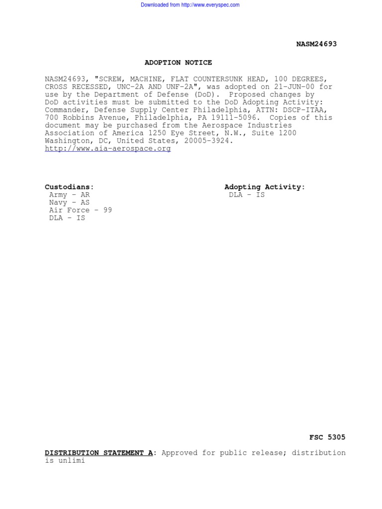 Nasm24693 Adoption Notice | PDF