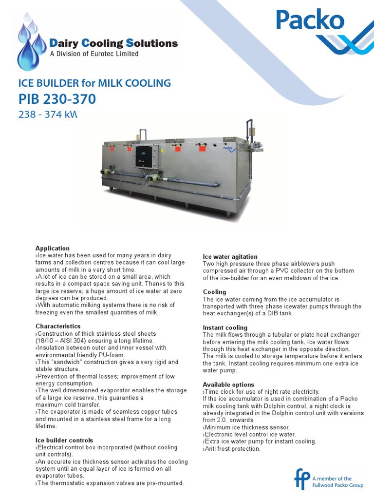 Ice Builder For Milk Cooling: Application Ice Water Agitation | PDF ...