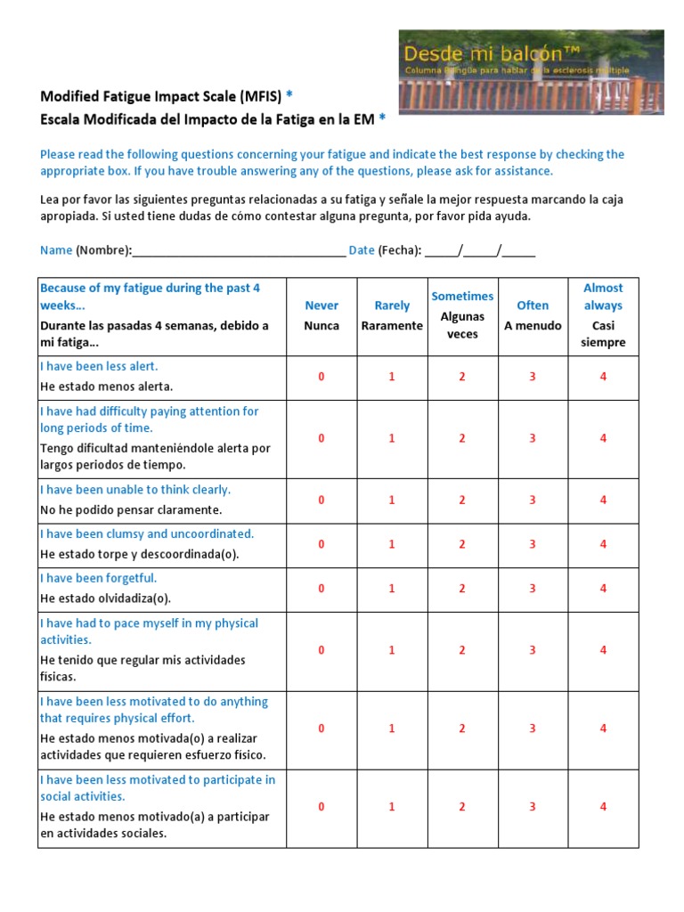 Bilingual Modified Fatigue Impact Scale | PDF | Self-Improvement