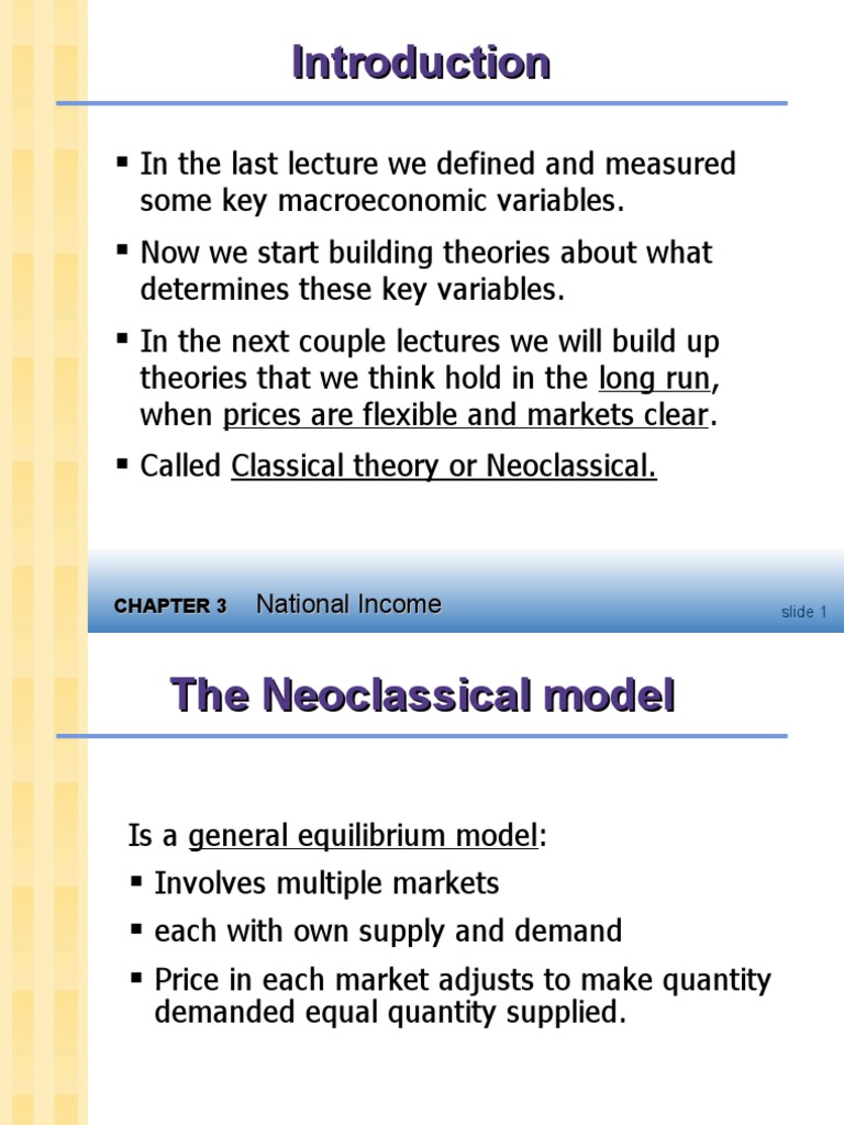 Neoclassical Economic Theory: Markets, Factors of Production, and ...