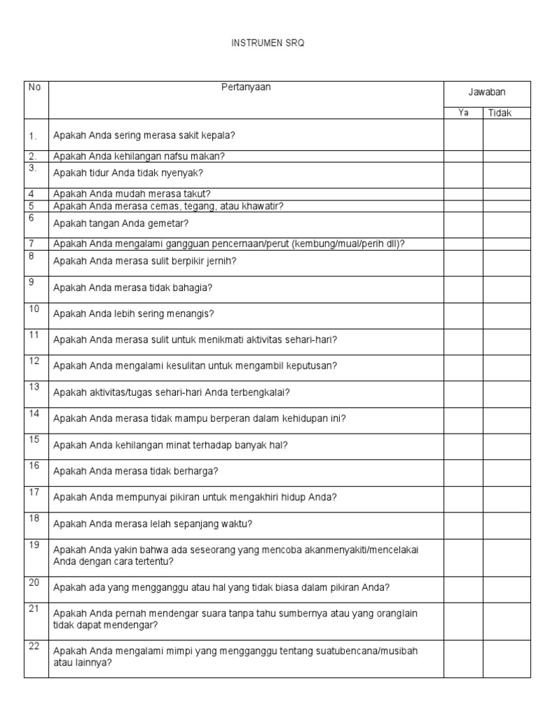 Instrumen SRQ | PDF