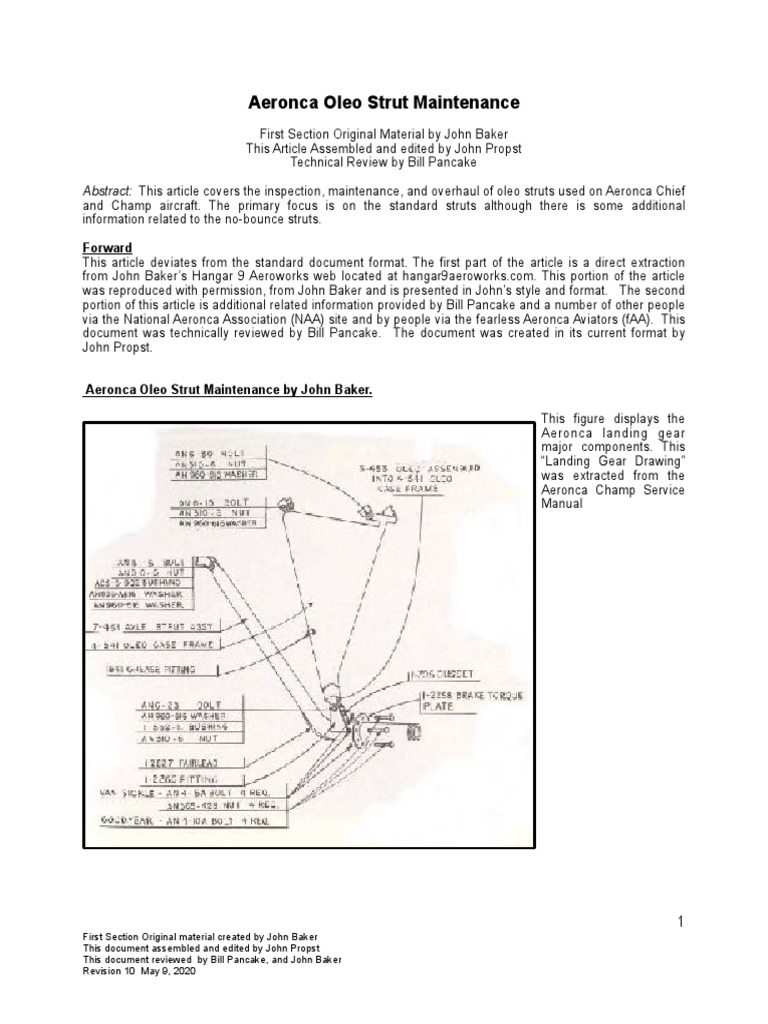 Aeronca Oleo Strut Rev 10 | PDF | Piston | Manufactured Goods