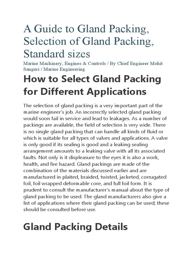 A Guide To Gland Packing | PDF | Manufactured Goods | Mechanical ...