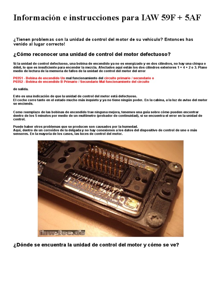 Información e Instrucciones para IAW 59F | PDF | Hardware de la computadora | Motor de ...