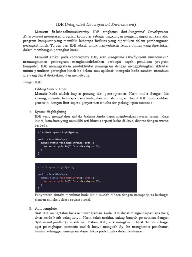 IDE (Integrated Development Environment) | PDF