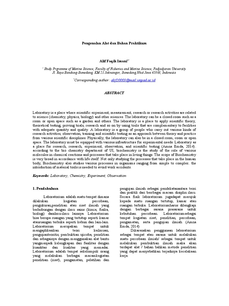 027 - Alif Faqih Imani. LAPAK BIOKIM 1 | PDF | Laboratories | Science