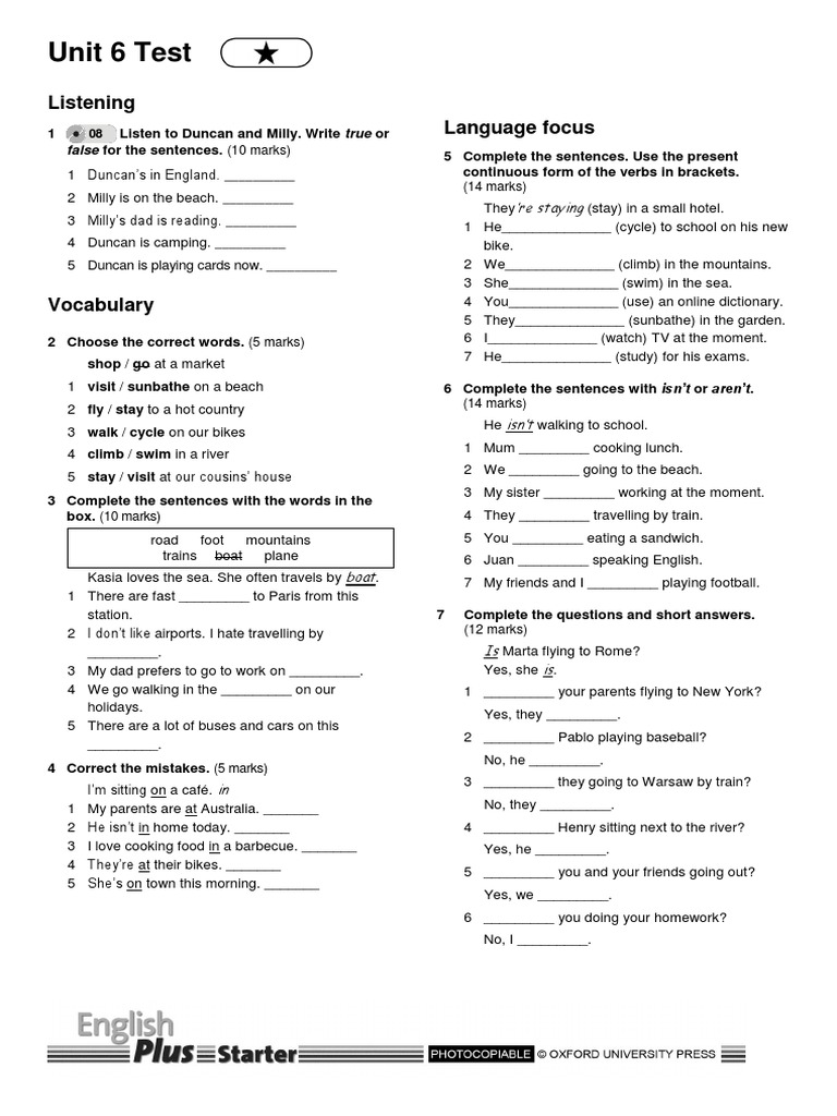 Unit 6 Test: Listening Language Focus | PDF | Linguistics