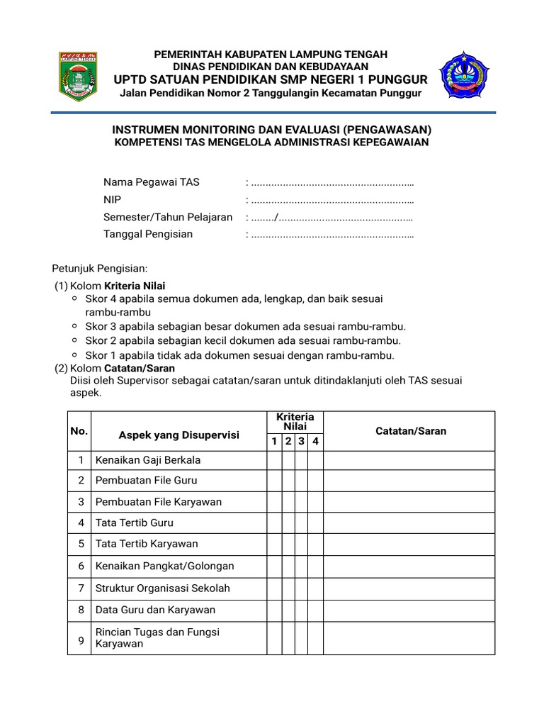 Instrumen Monev PTK | PDF