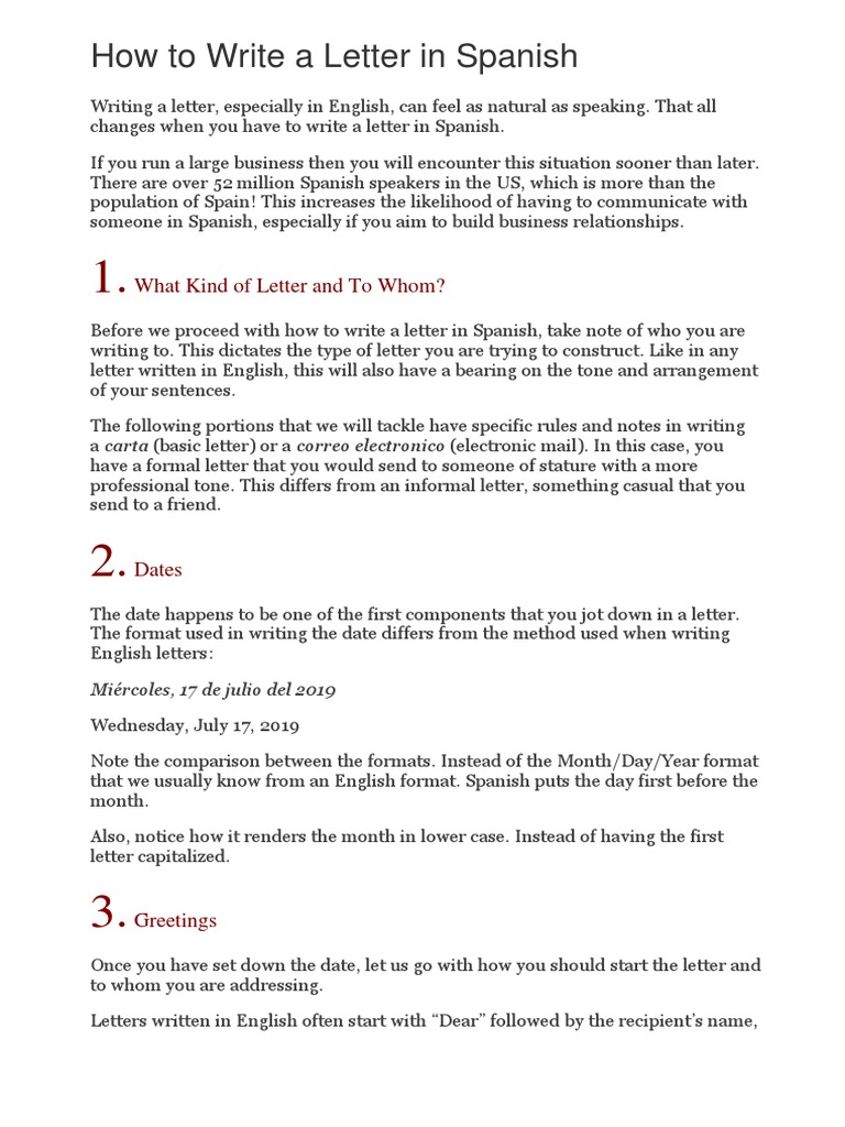 Spanish Formal Letter Format Formal Letter Format: How To Write A