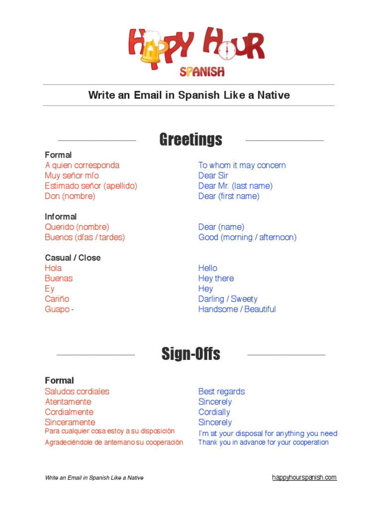 How To Write An Email in Spanish Like A Native | PDF | Linguistics ...