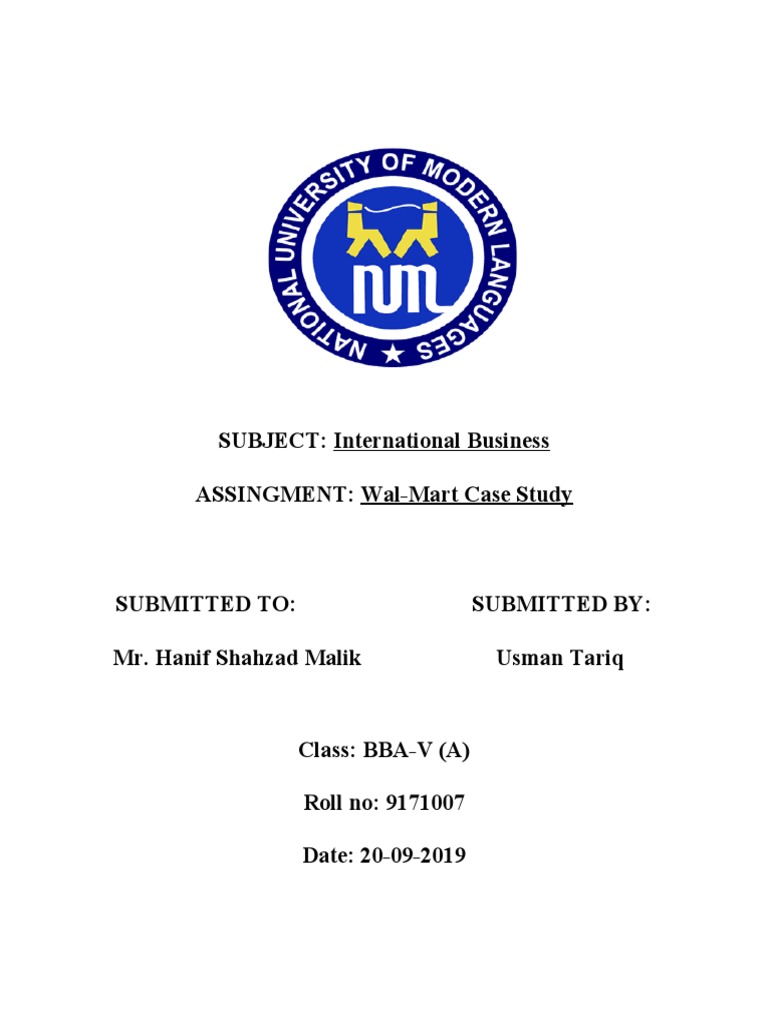 SUBJECT: International Business ASSINGMENT: Wal-Mart Case Study | PDF ...