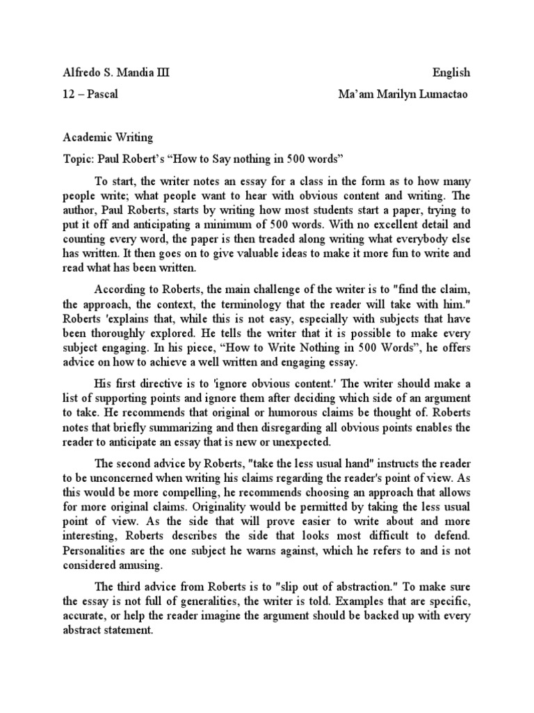 English - Academic Writing 2 Pages - Mandia | PDF | Writers | Essays