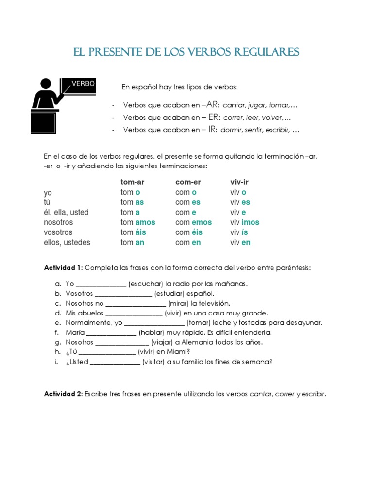 Verbos Regulares en Presente | PDF