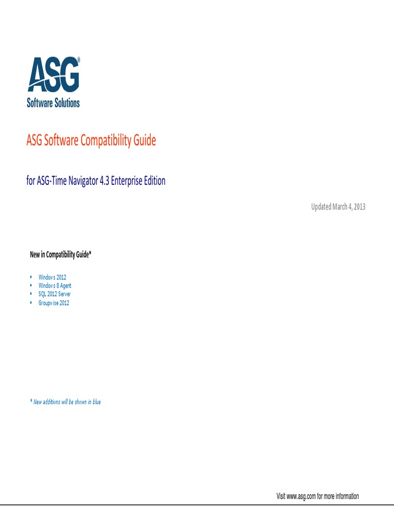 ASG Software Compatibility Guide: For ASG-Time Navigator 4.3 Enterprise ...