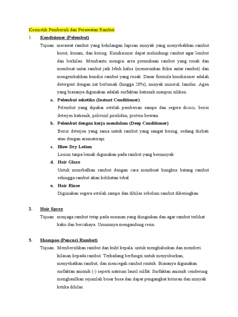 Formulasi Rambut | PDF