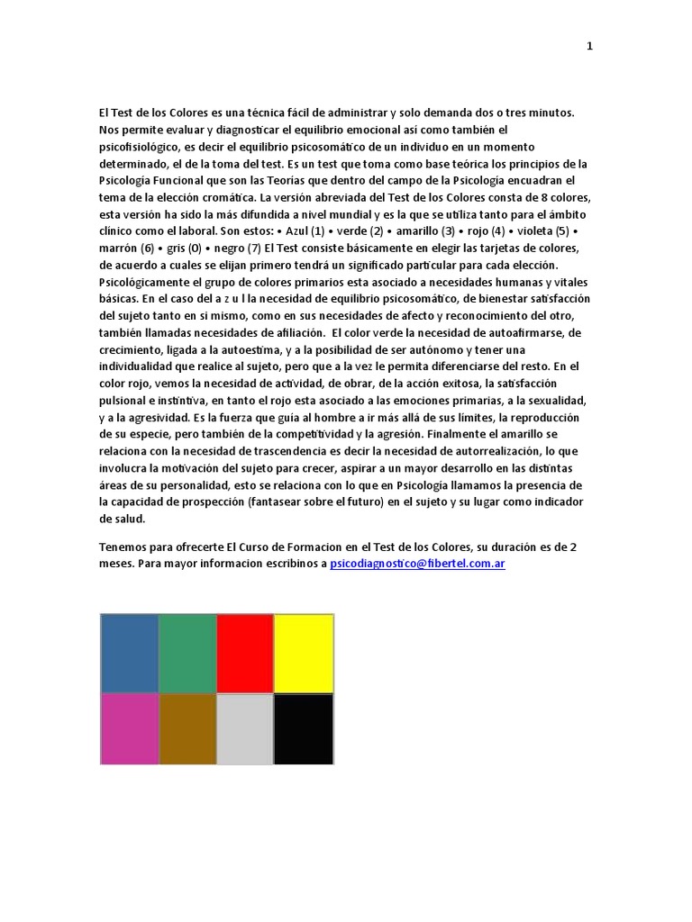 El Test de Los Colores | PDF | Color | Rojo