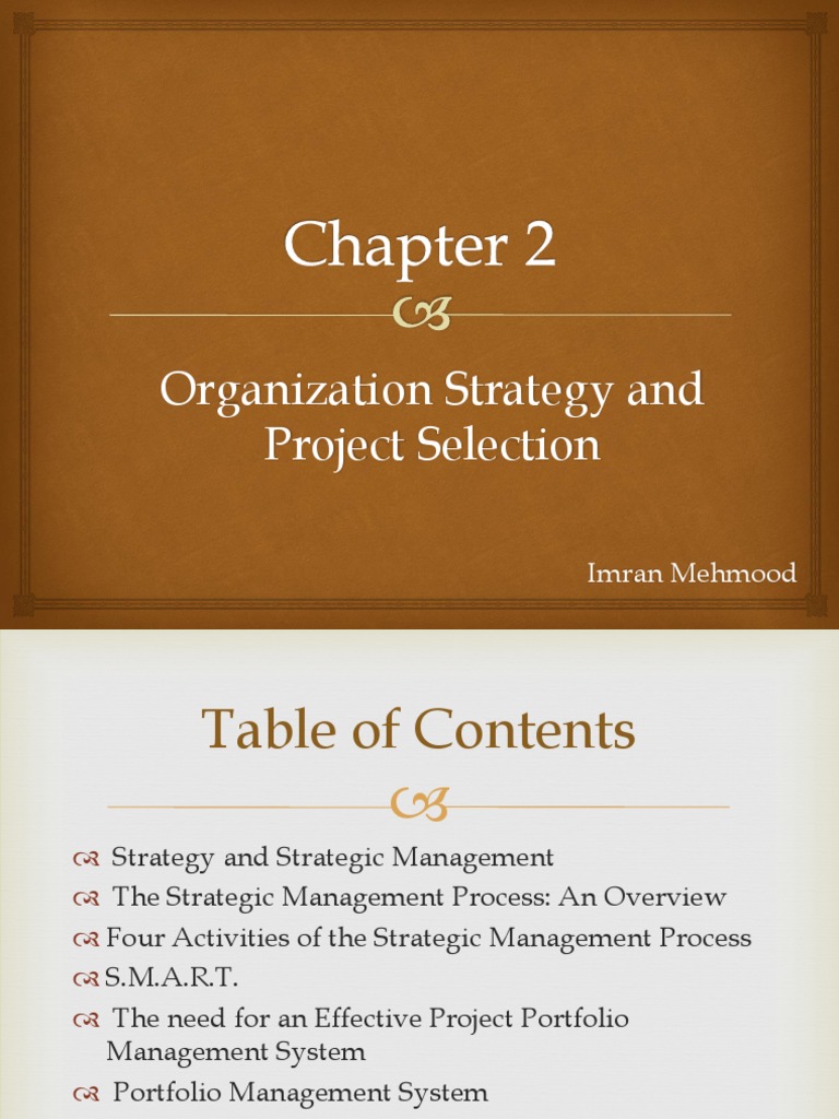 Chapter 2 - Organization Strategy and Project Selection | PDF