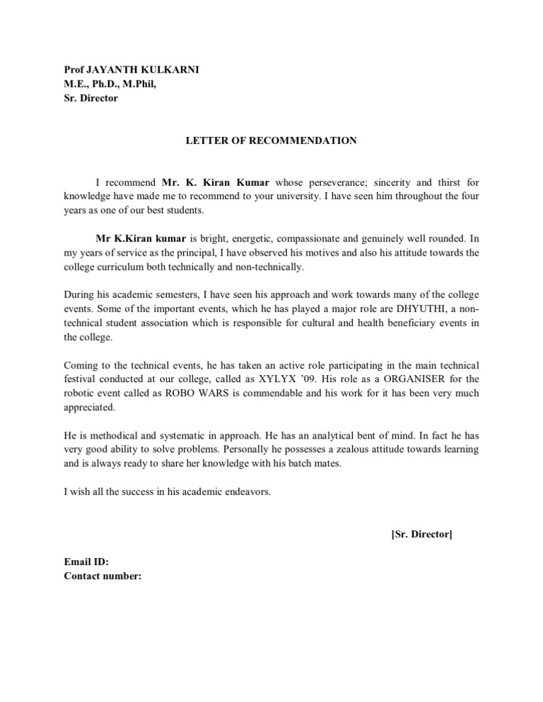 letter of recommendation by principal | Applied Psychology | Education ...