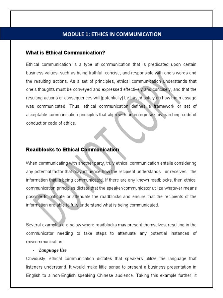 M2.B.-Ethics in Communication | PDF | Jargon | Communication