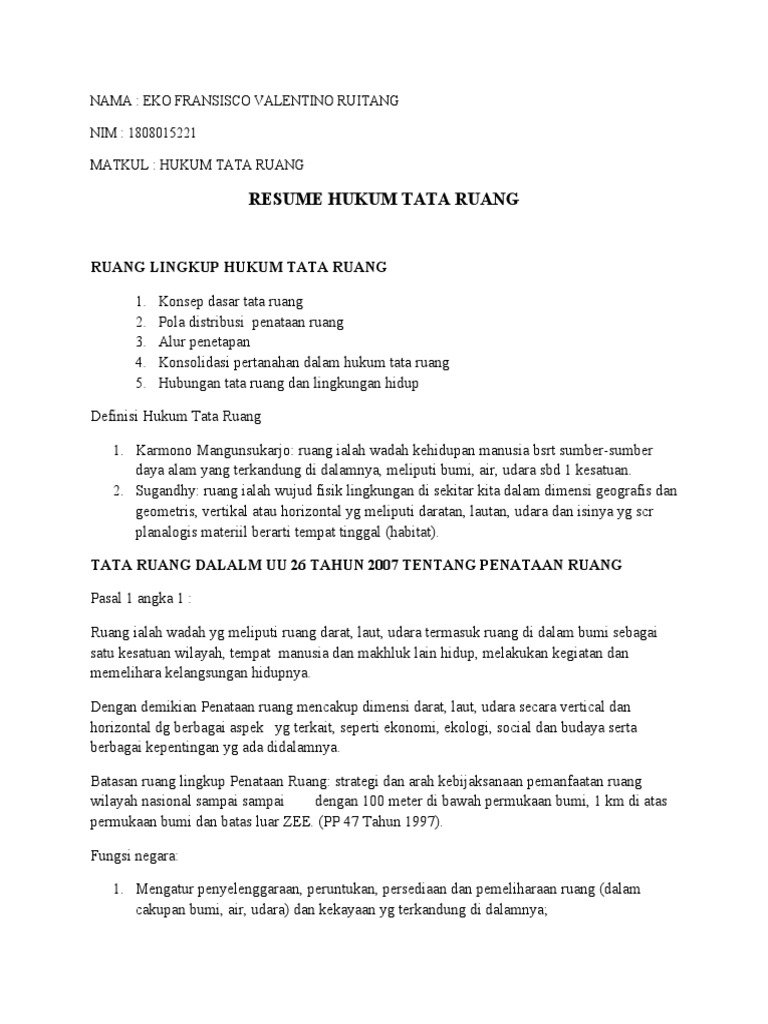 Resume Hukum Tata Ruang | PDF
