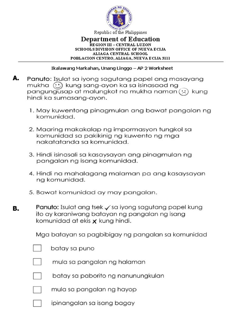 Grade 2 Worksheet Q2W1 | PDF