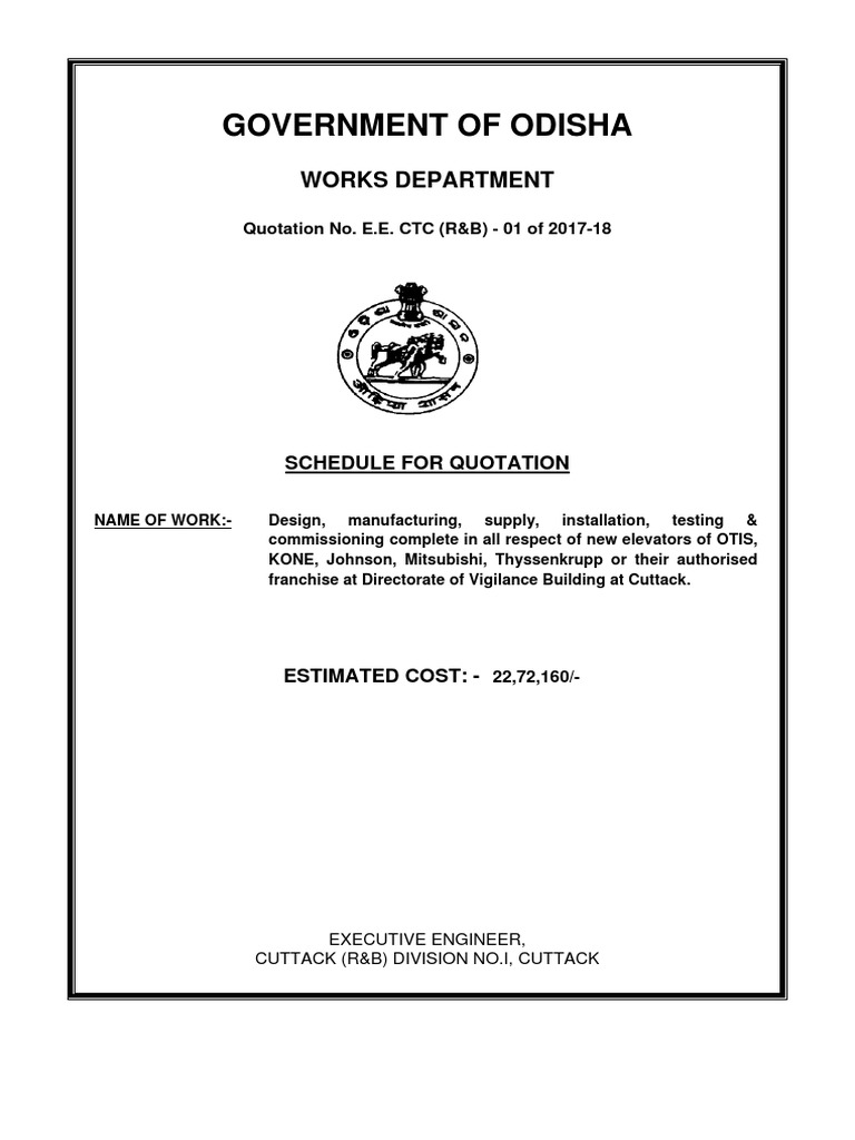 Government of Odisha: Works Department | PDF | Employment | Elevator