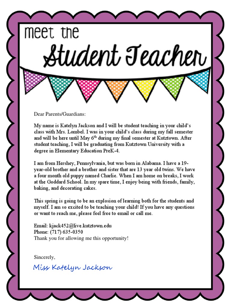 Miss Jackson Parent Letter | PDF | Self-Improvement | Wellness