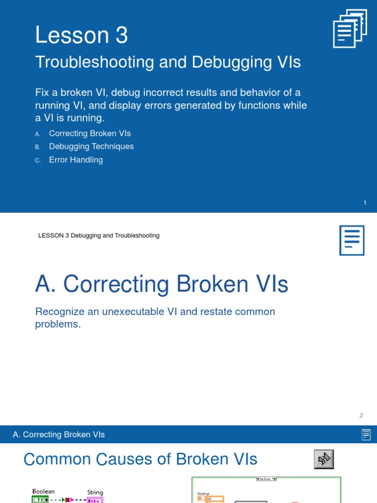 Lesson 03 - Debugging and Troubleshooting VIs | PDF | Debugging | Data Type