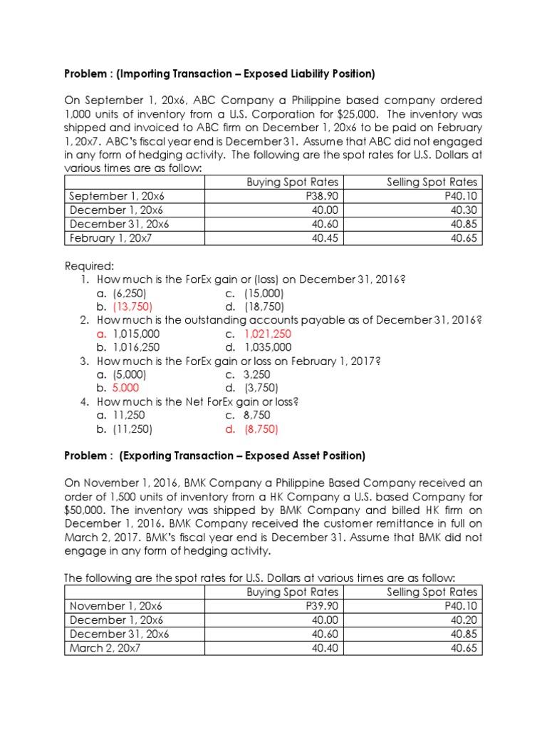 Answer Key - Importing and Exporting | PDF | Foreign Exchange Market ...