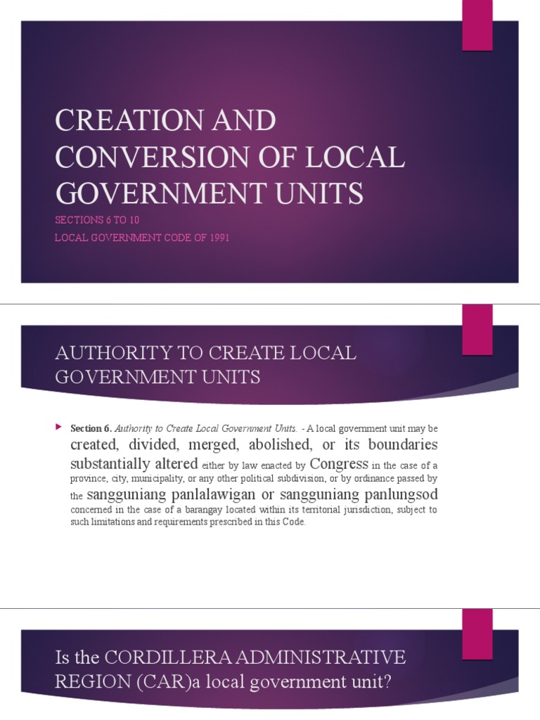 Creation and Conversion of Local Government Units | PDF | Local ...