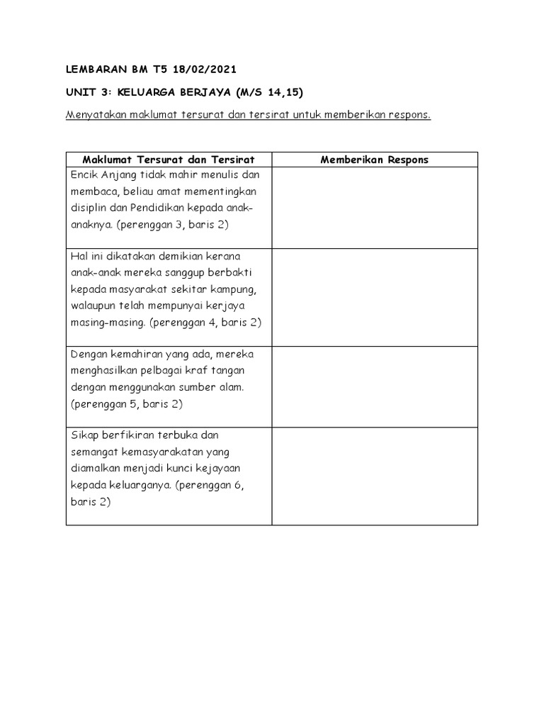 Lembaran BM T5 | PDF