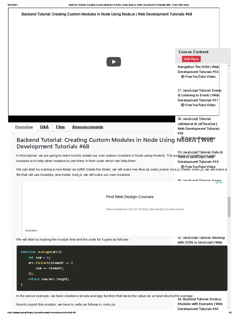 68 Backend Tutorial Creating Custom Modules In Node Using Nodejs 9063