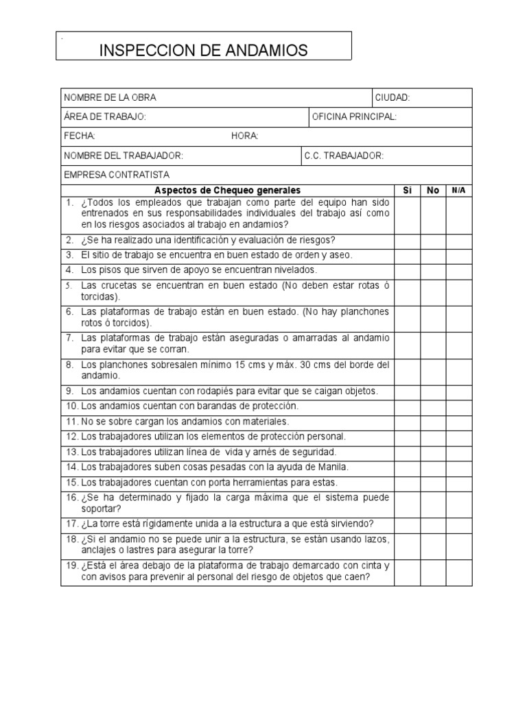 Formato Inspeccion de Andamios | PDF | Andamio | Business
