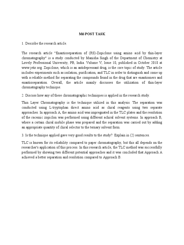 M6 Post Task - A2LAB | PDF