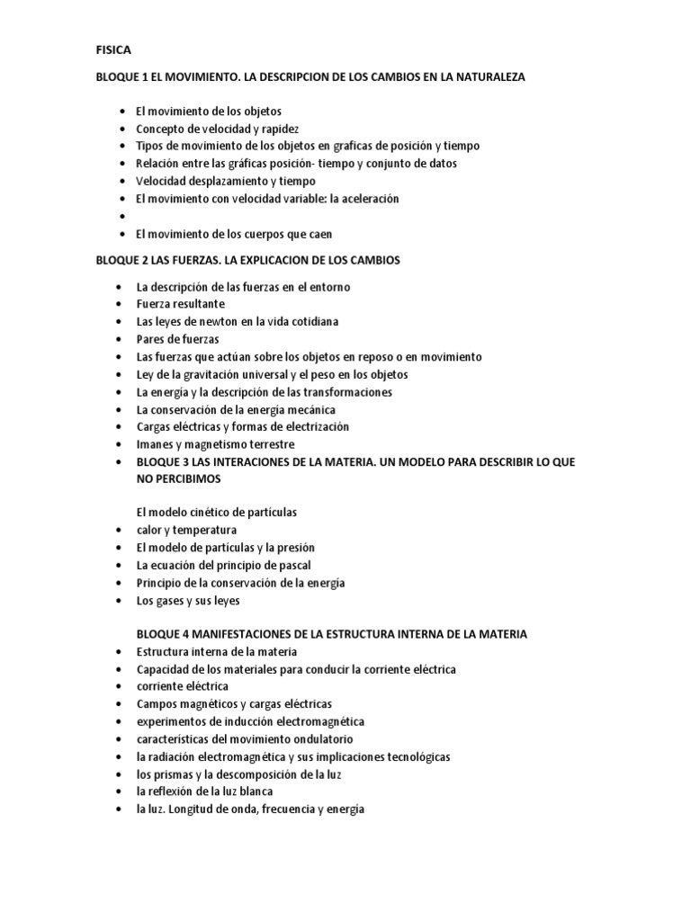 TEMARIO Fisica - Comipems | PDF