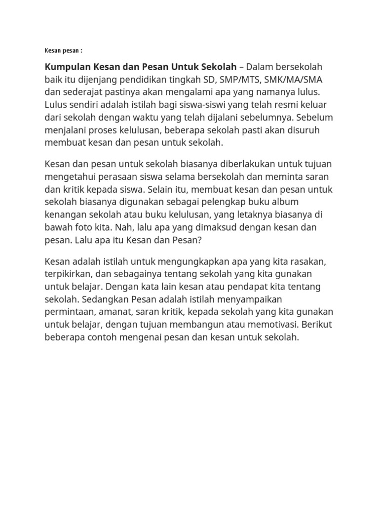 Kesan Pesan | PDF | Karier & Perkembangan | Kesehatan Holistik