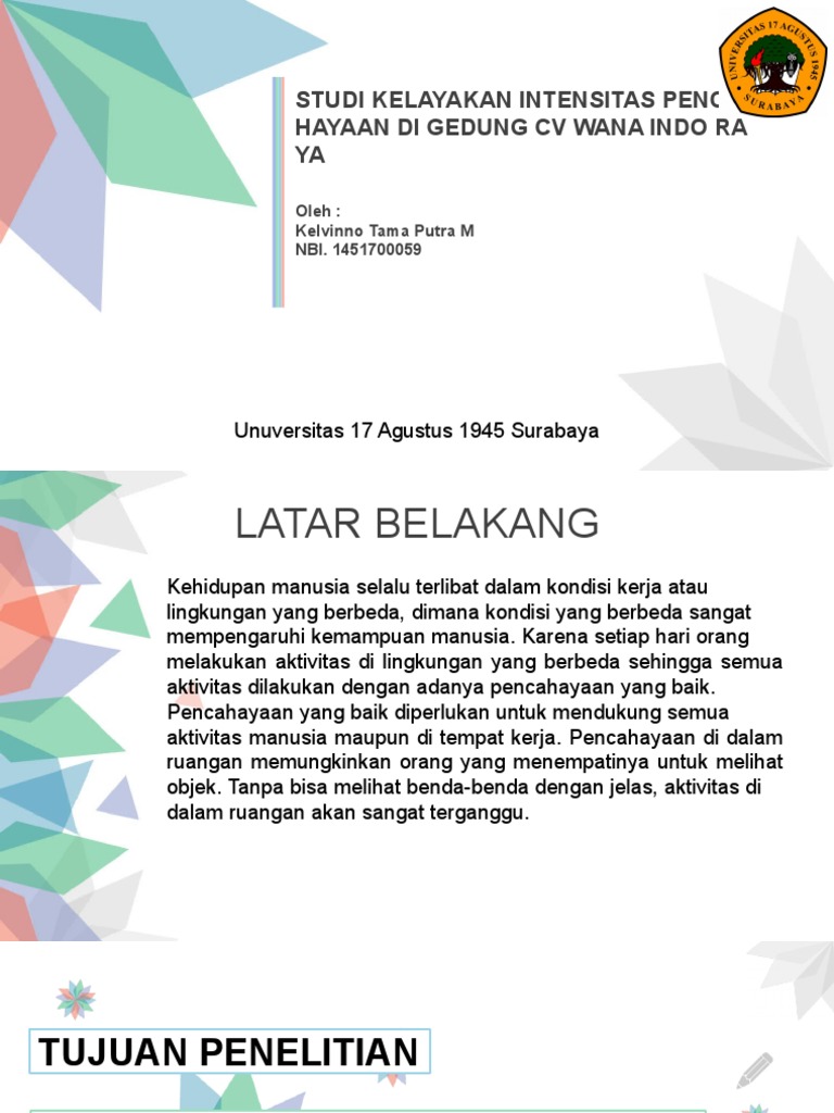 Studi Kelayakan Intensitas Pencahayaan di Gedung CV Wana Indo Raya | PDF