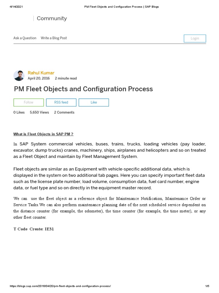 PM Fleet Objects and Configuration Process | PDF | Computing | Transport