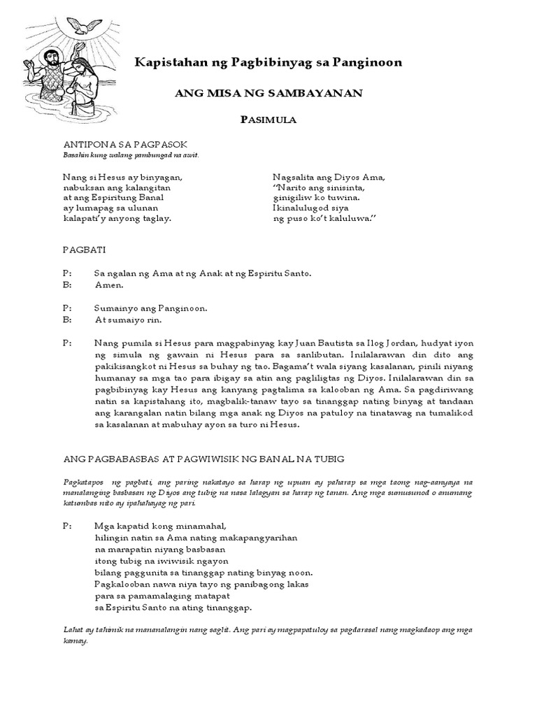 Kapistahan NG Pagbibinyag Sa Panginoon (Panimula) - Priest's Copy ...