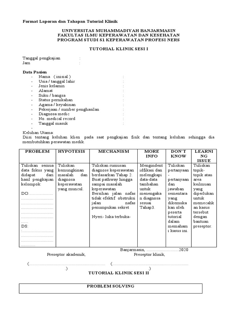 Tutorial Klinik Format | PDF | Kesehatan Holistik | Sains & Matematika