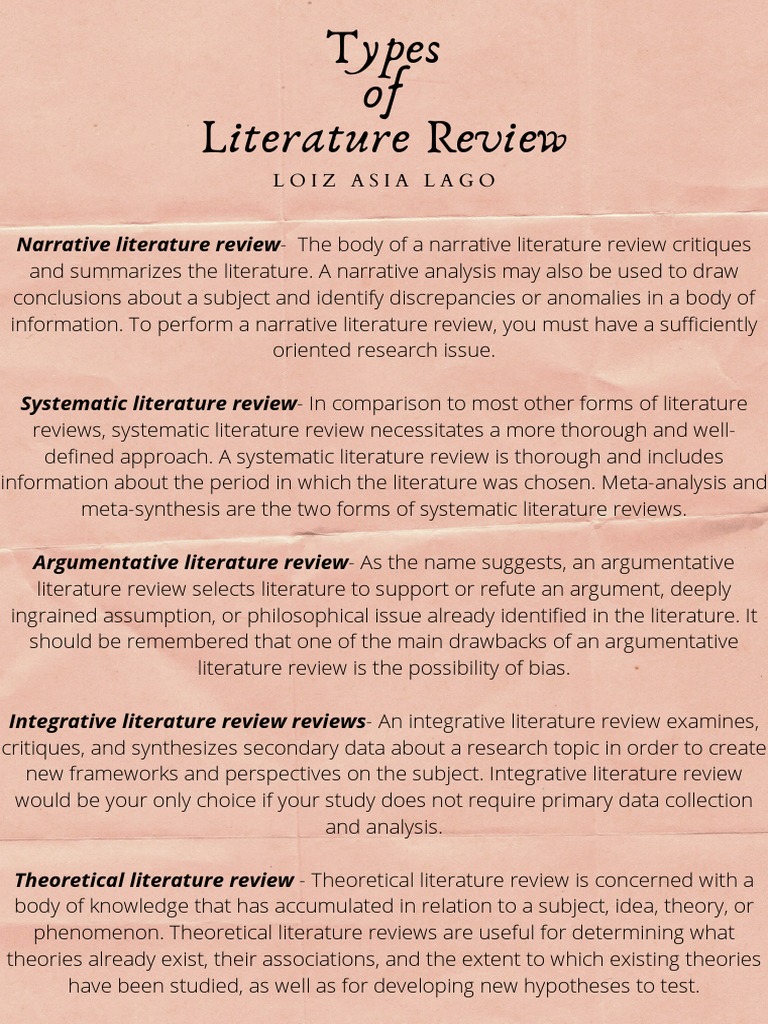 Types of Literature Reviews Explained | PDF