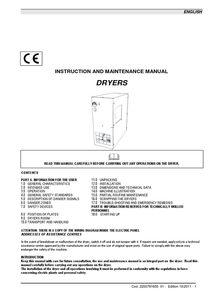 Instruction Manual For Air Dryer | PDF | Clothes Dryer | Heat Exchanger